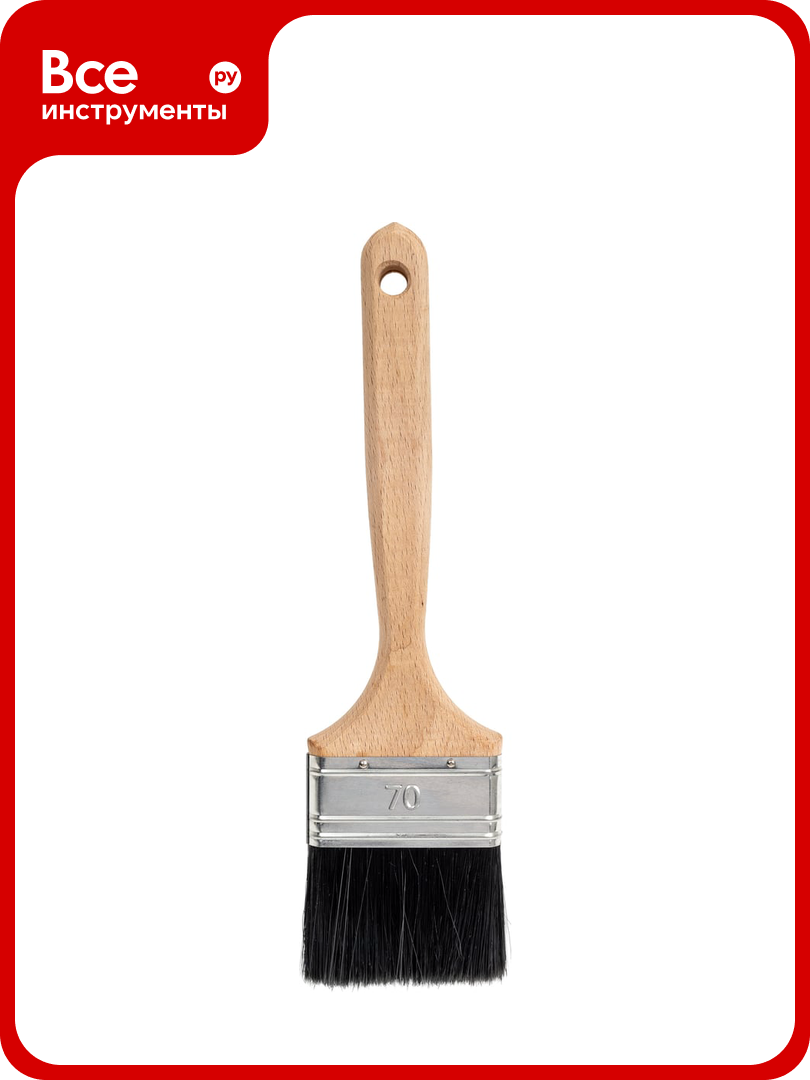Кисть PROSTOCOLOR (масло) утолщенная, черная натуральная щетина, деревянная рукоятка, 70x14 мм 903004