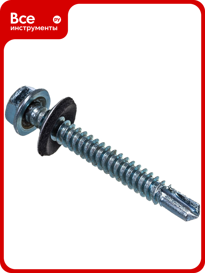 Кровельный саморез с шайбой Kenner EPDM, цинк, 6.3x51, 100 шт. ск6351ф, оцинкованный стальной корпус