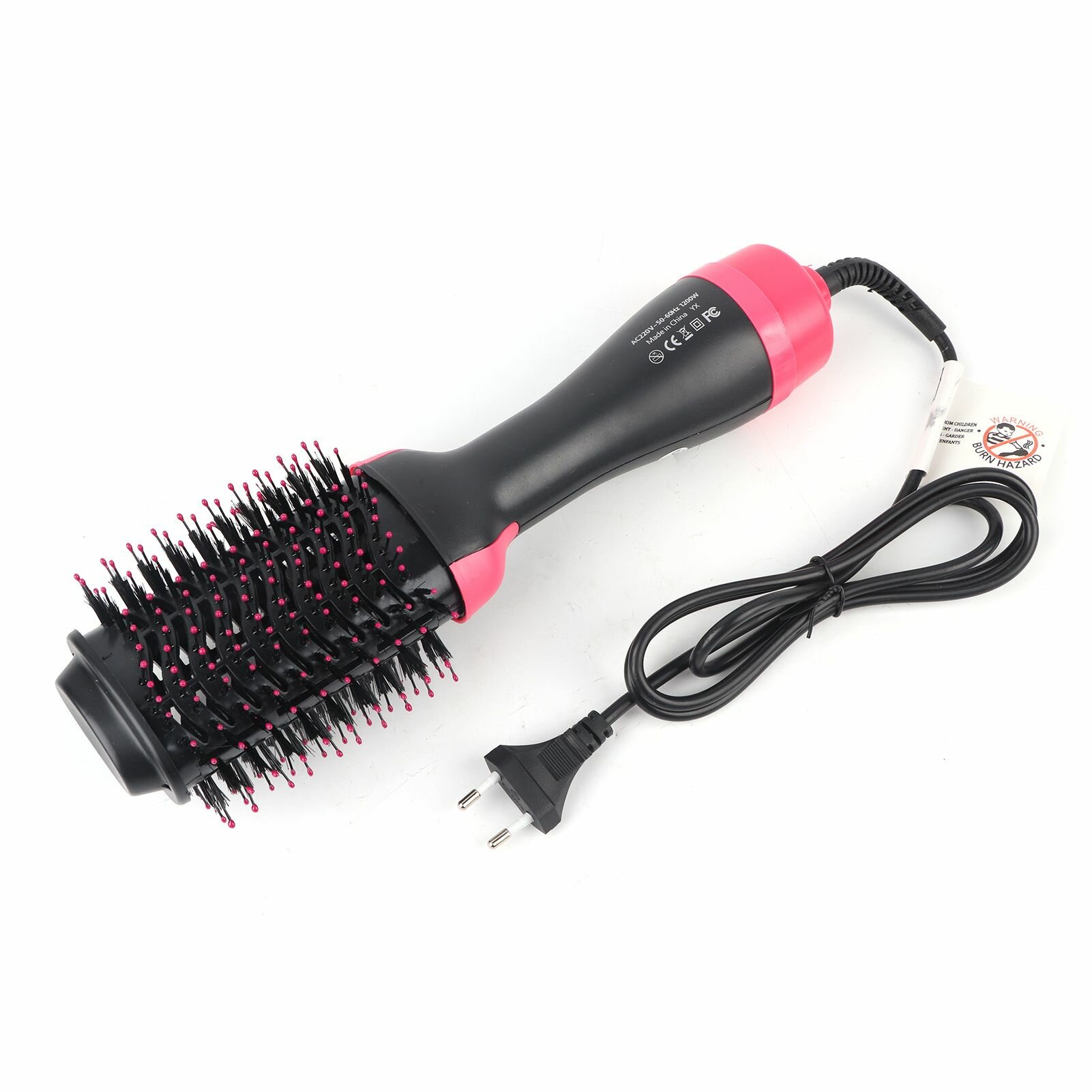 Фен мощностью 1200 Вт с горячим воздухом, щеткой для выпрямления волос, плойкой и расческой с ионной технологией для гладкой укладки и предотвращения пушения