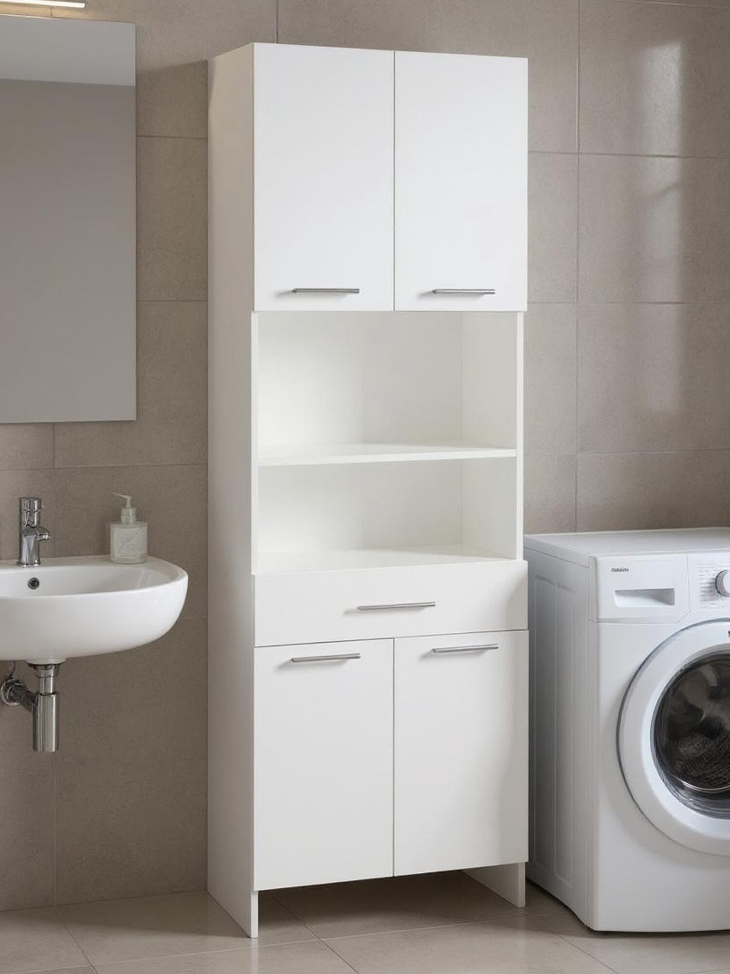 Шкаф - пенал напольный для ванной комнаты «Клик Мебель», 1 ящик, 660×330×1850 мм, wdtn белый