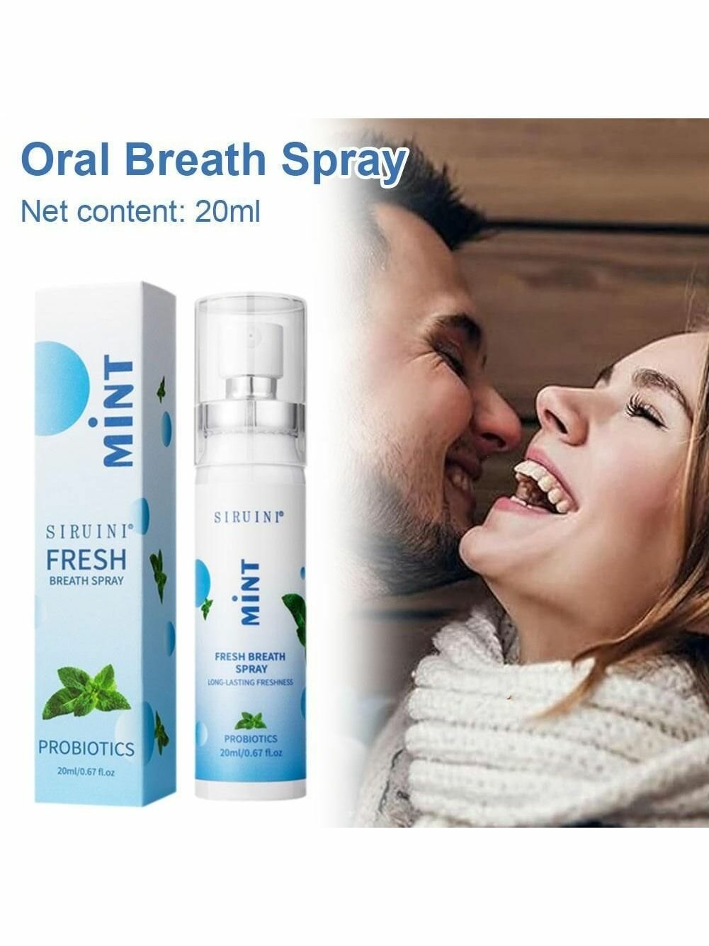 Освежитель дыхания в виде спрея, Содержит пробиотики, Длительное свежее дыхание