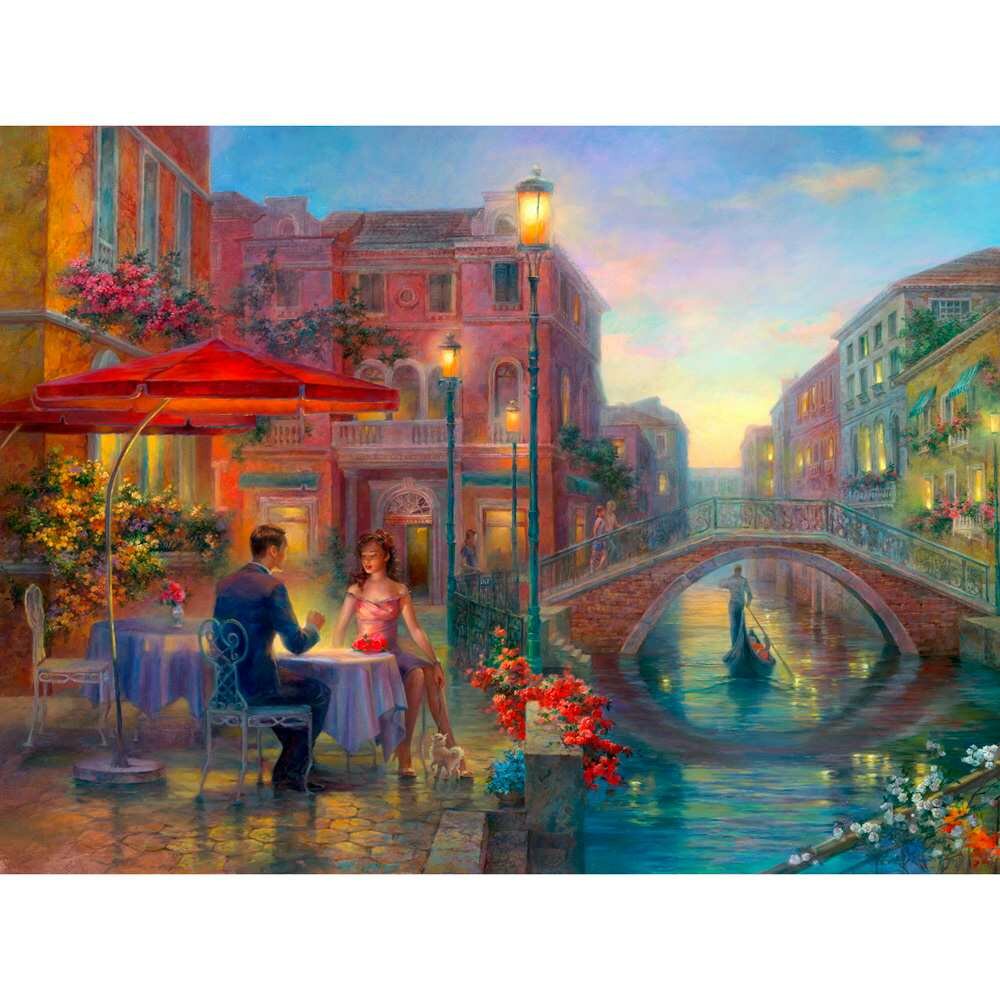 Алмазная мозаика "Венецианское свидание" 30x40см, 30 цветов, с подрамником, с лотком