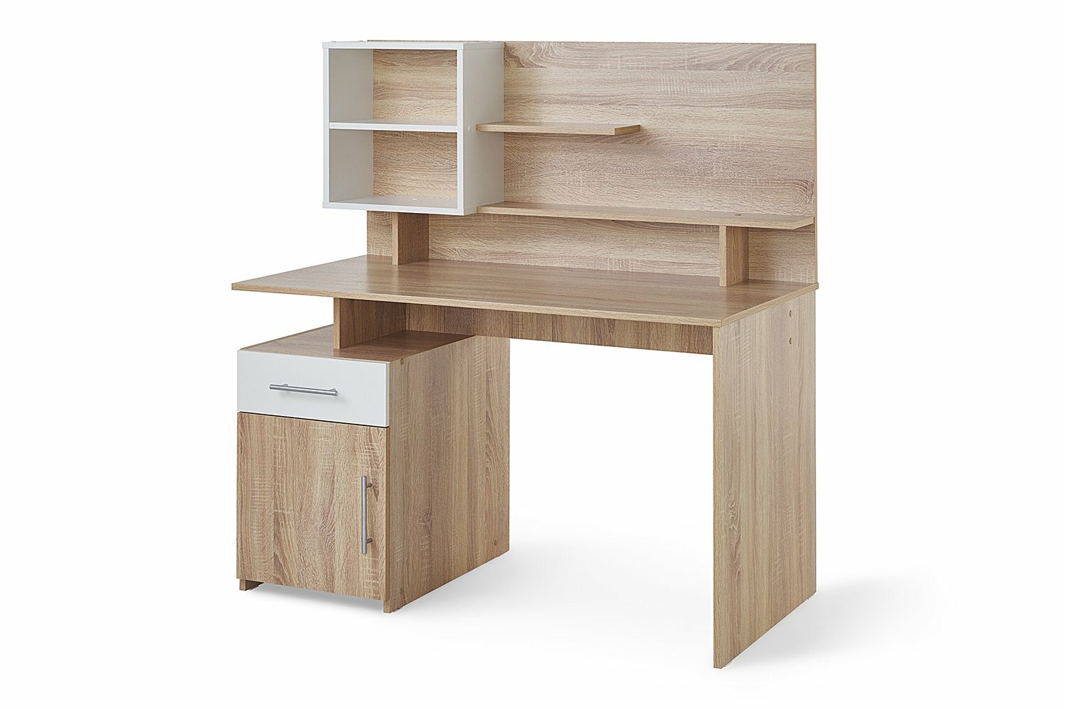 Письменный стол СПм-14, 120х131,4х60 см, цвет дуб Сонома, белый
