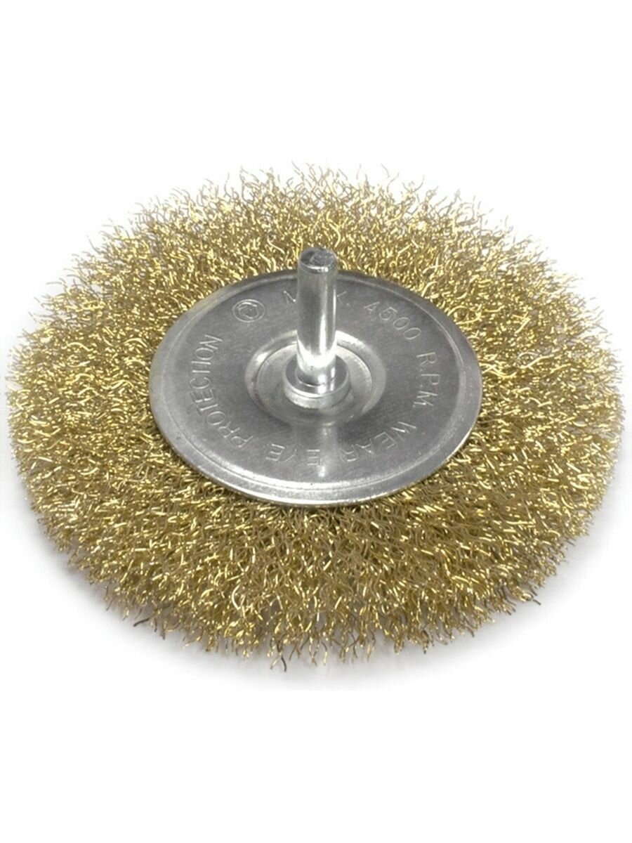 Щетка Калибр для дрели 50мм, плоская, латунированная проволока (арт. 131702)