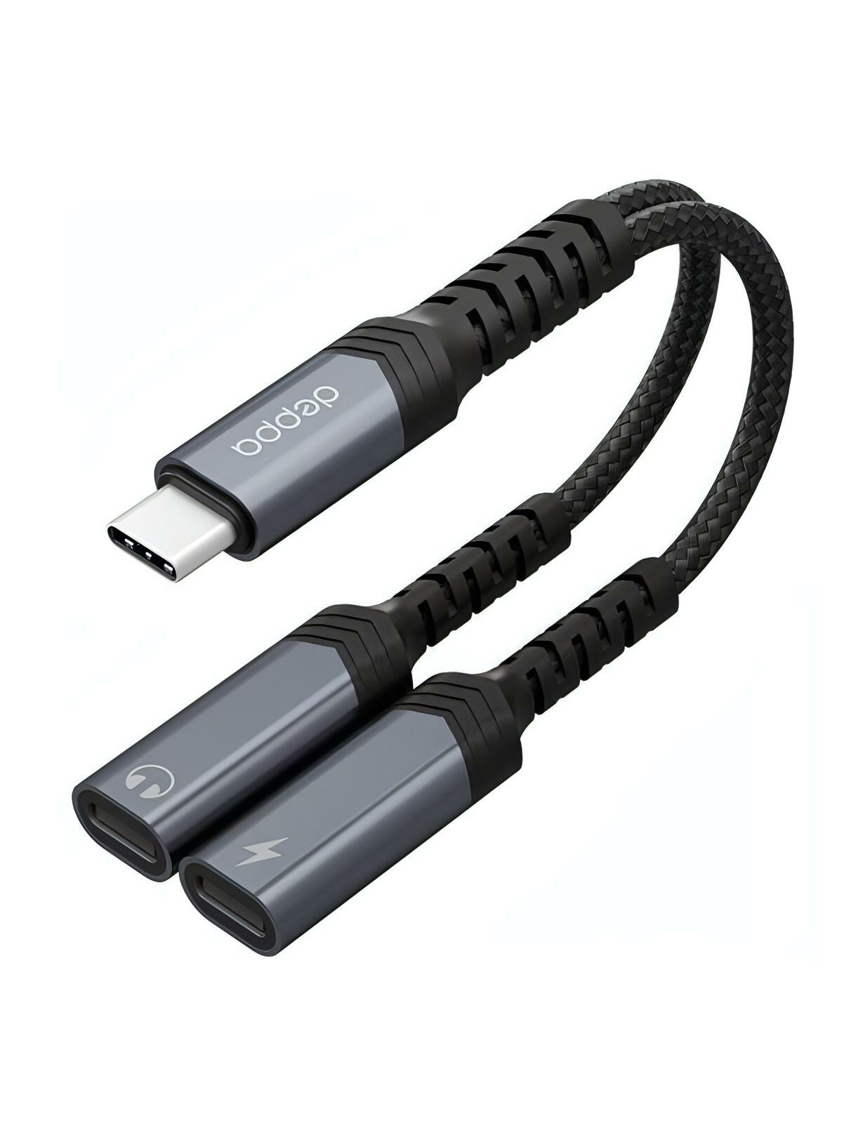 Переходник Deppa USB-C (M) - 2хUSB-C (F) 72423