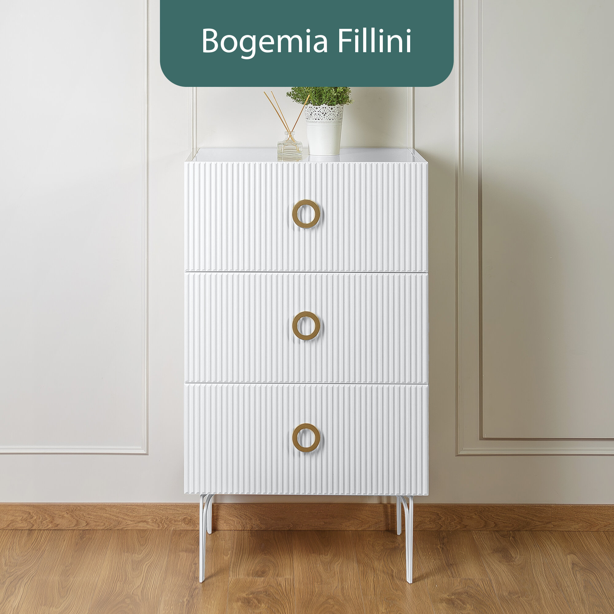 Комод Bogemia Fillini. Белый/золото