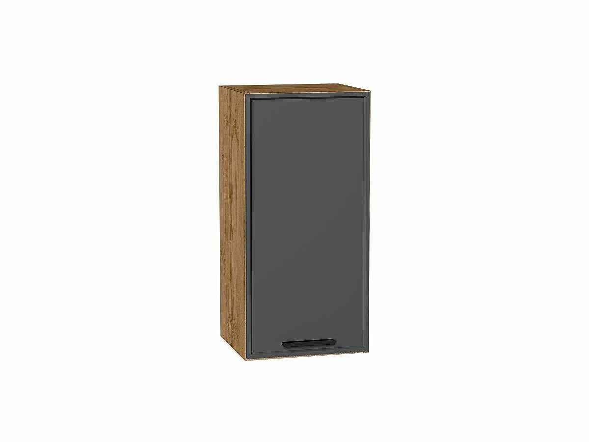 Шкаф верхний с 1-ой дверцей Фрейм, цвет фасада Stormy Silk, цвет каркаса Дуб Вотан, 716*350*324 мм