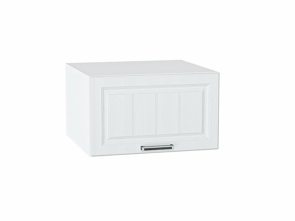 Шкаф верхний горизонтальный глубокий Прага, цвет фасада Белое дерево, цвет каркаса Белый, 358*600*574 мм