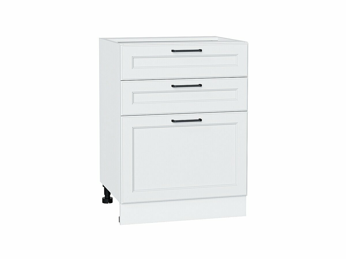Шкаф нижний с 3-мя ящиками Барселона, цвет фасада Белый, цвет каркаса Белый, 816*600*484 мм
