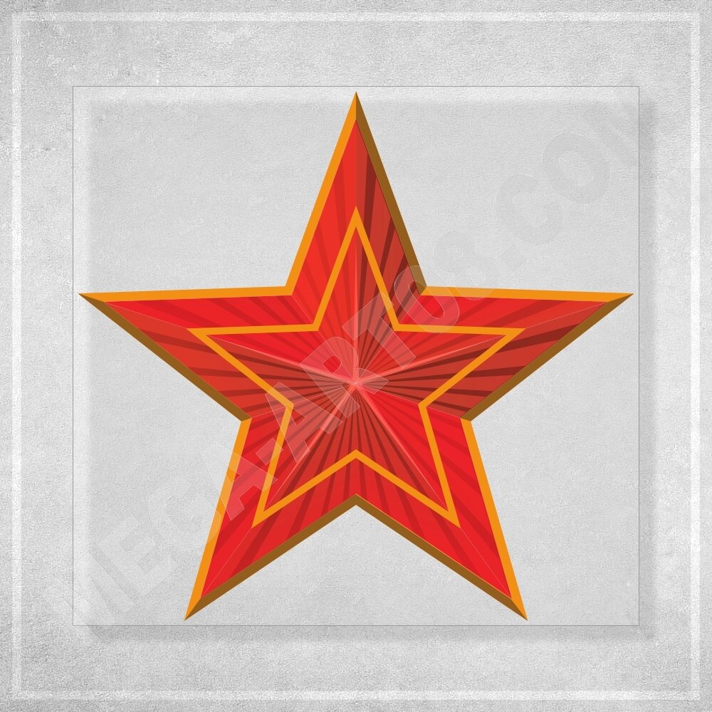 Интерьерная наклейка со звездой на прозрачной плёнке к 9 мая, Дню Победы / 100x100 см.