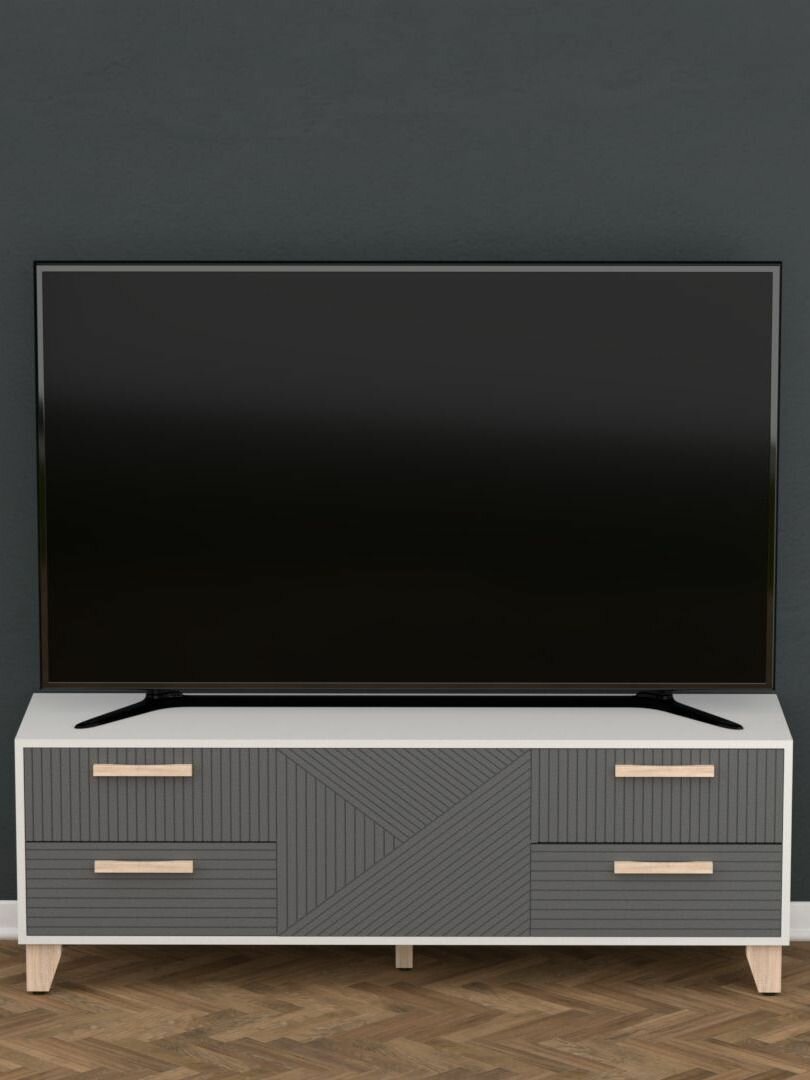 Тумба-створка под ТВ Копенгаген Белый / Серый графит (12 Стульев)