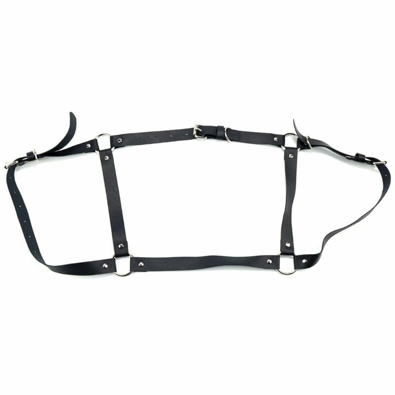 Кожаный корсет в панк-стиле с регулируемой длиной, Черный