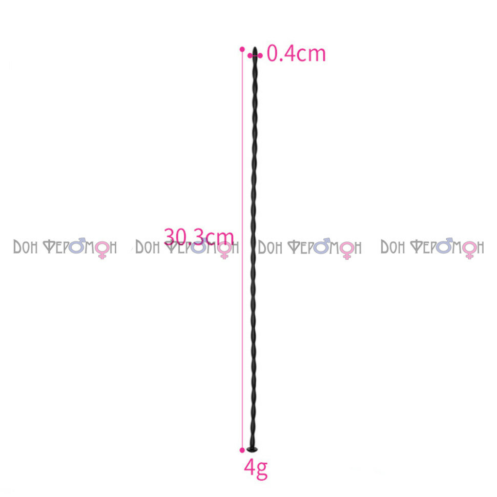 Буж уретральный черный силикон, диаметр 0,4см