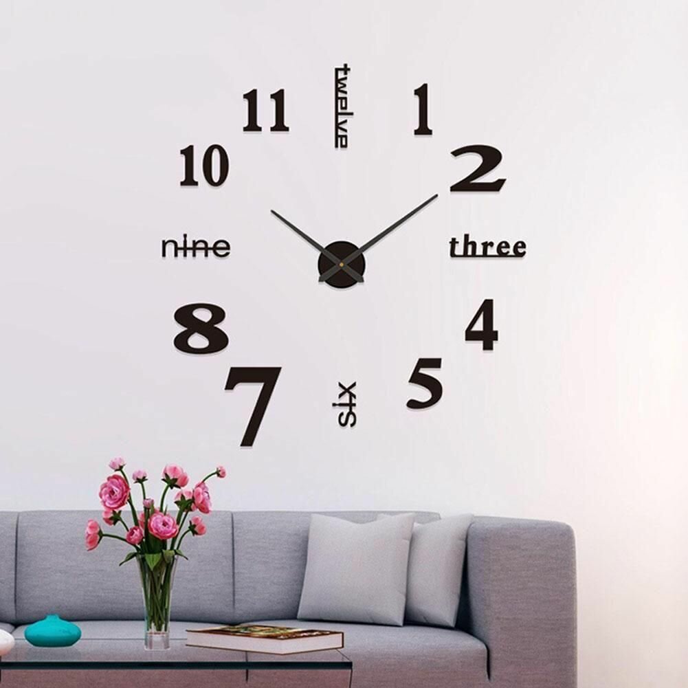 Безрамные DIY 3D зеркальные настенные часы для домашнего офиса Декор