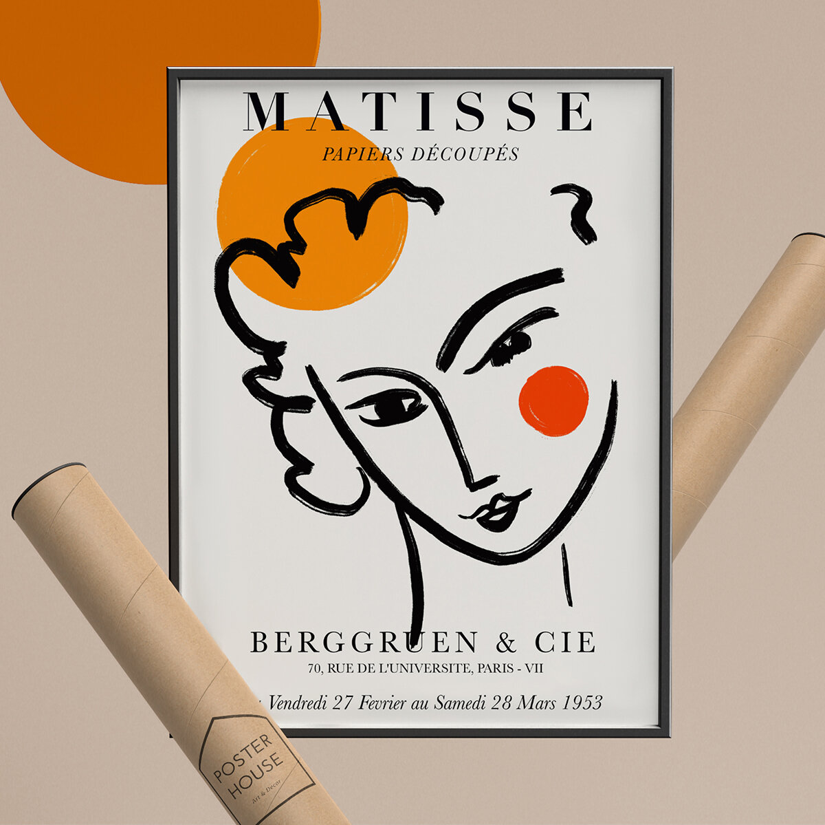 Постер Матисс 50х70 см без рамы/ Абстрактный, минималистичный, винтажный плакат/ Репродукция Анри Матисс, абстракция/ Эстетичный бежевый плакат, постер для интерьера