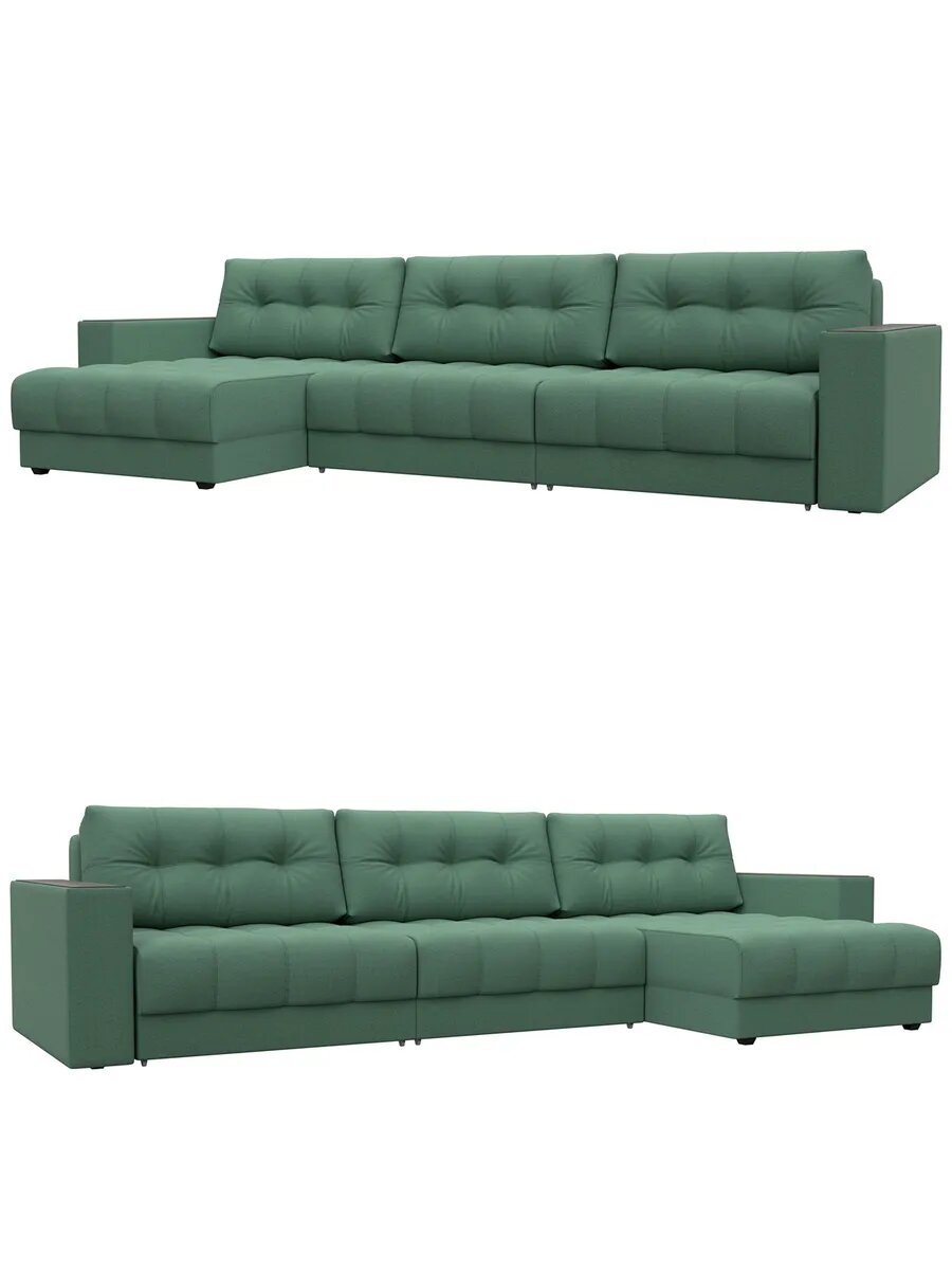 Большой угловой диван Лазурит 331x91x159 см, с универсальным углом, спальное место 143х288 см, ящик для белья, рогожка