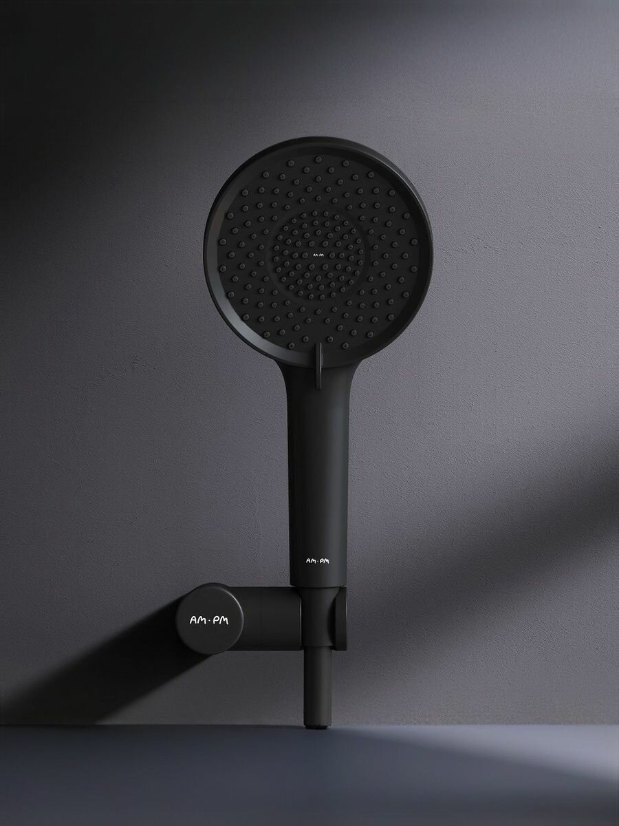 Лейка для душа AM.PM X-Joy, c шлангом 1750 мм, цвет черный, круглая