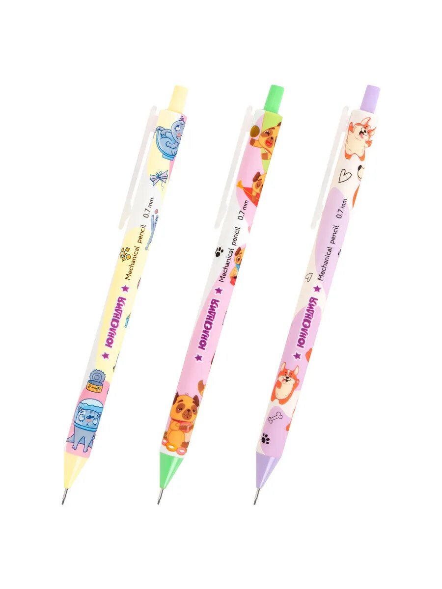 Карандаш Юнландия, механический, твердость HB, пластик, грифель 0,7 мм, 4 штуки