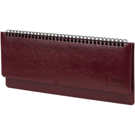 Планинг датированный Brauberg 2026 305х140 мм "Imperial", под кожу, бордовый, 117227