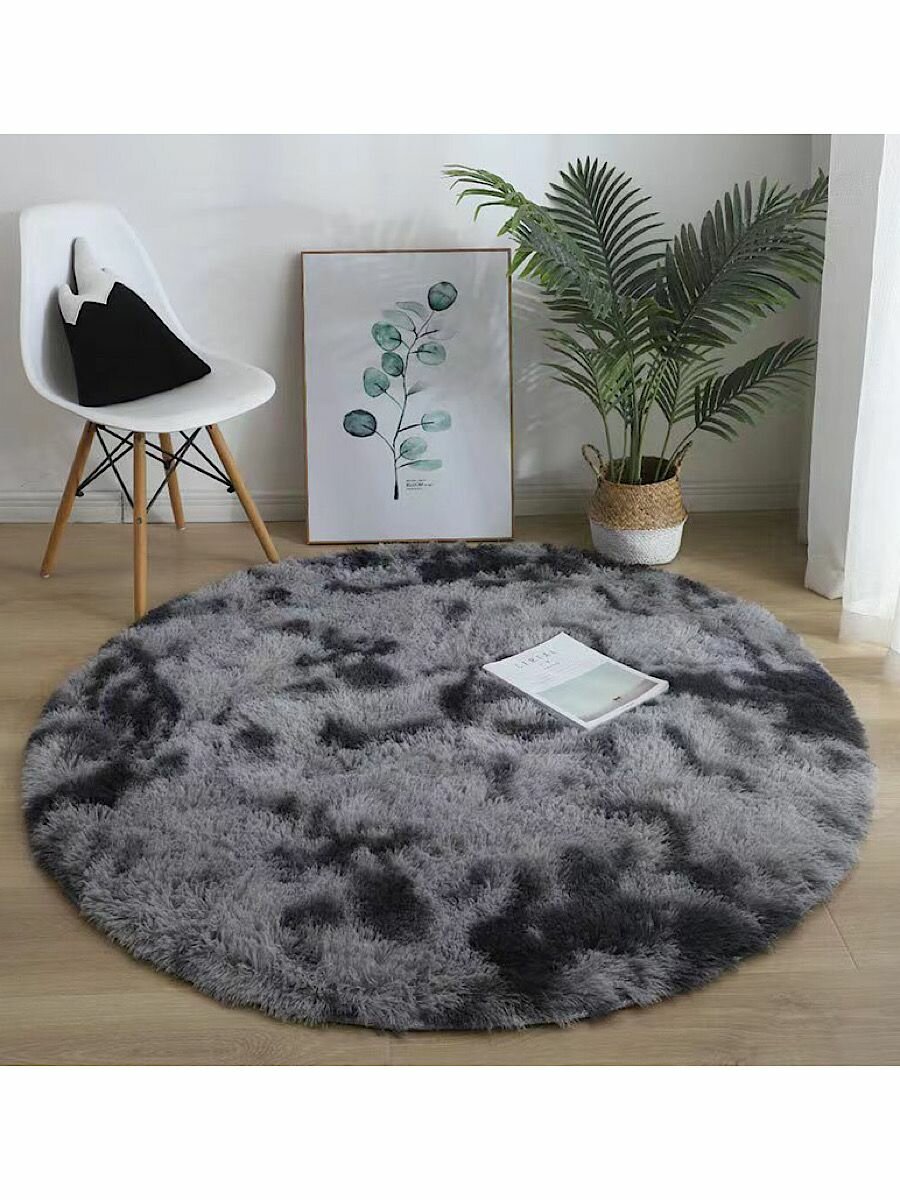 Круглый длинный плюшевый ковер можно использовать в спальне, прикроватной тумбочке, гостиной, диване, кабинете.-80cm