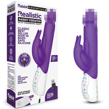 Rabbit Essentials Realistic Rabbit Vibrator, фиолетовый Реалистичный вибратор-кролик