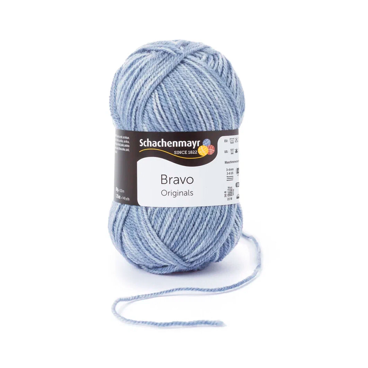 Bravo /Браво/ пряжа Schachenmayr Originals, MEZ, 9801211 (08353, wolke denim (облачный деним), голубой/серый/синий)