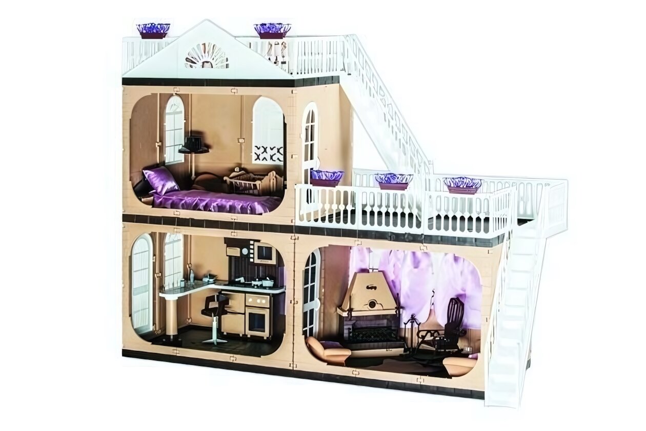 Коттедж "Коллекция" для кукол до 30 см, 3 комнаты, 86х74х33 см
