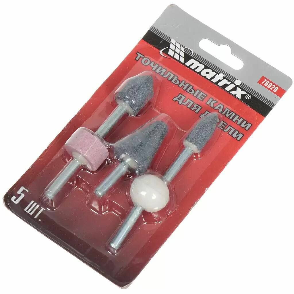 Точильные камни для дрели MATRIX 5 шт, из абразивного камня и стали А3 (76020)