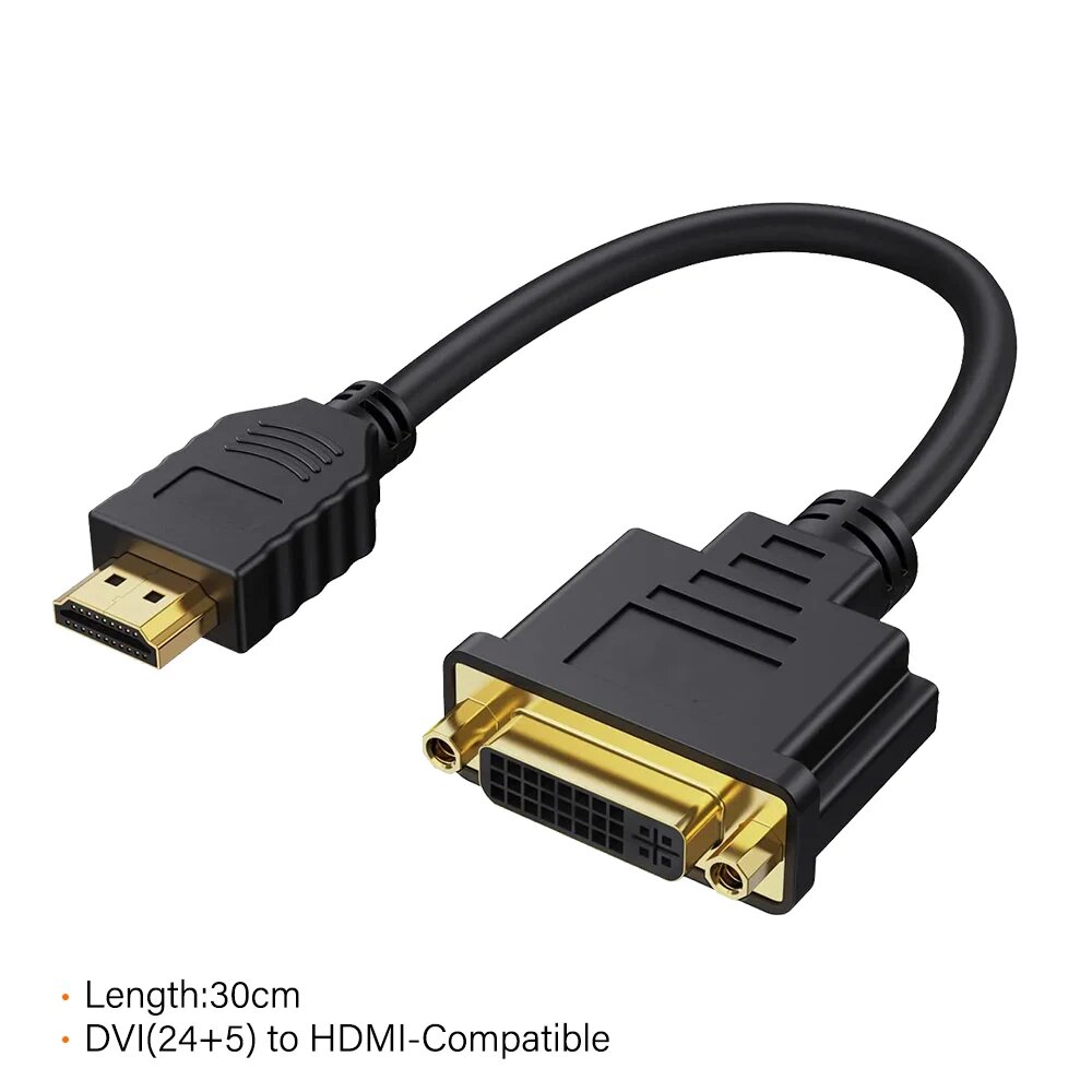 Кабель HDMI-DVI, двунаправленный адаптер HDMI «папа» — DVI-I (24+5) «мама», преобразователь 1080P DVI в HDMI, совместимый с коммутатором PS5