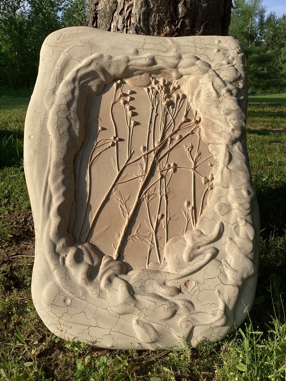 Панно из гипса, декор на стену, украшение интерьера, ботанический барельеф, Картина "Флористический восторг", ручной работы, 47x33x3 см