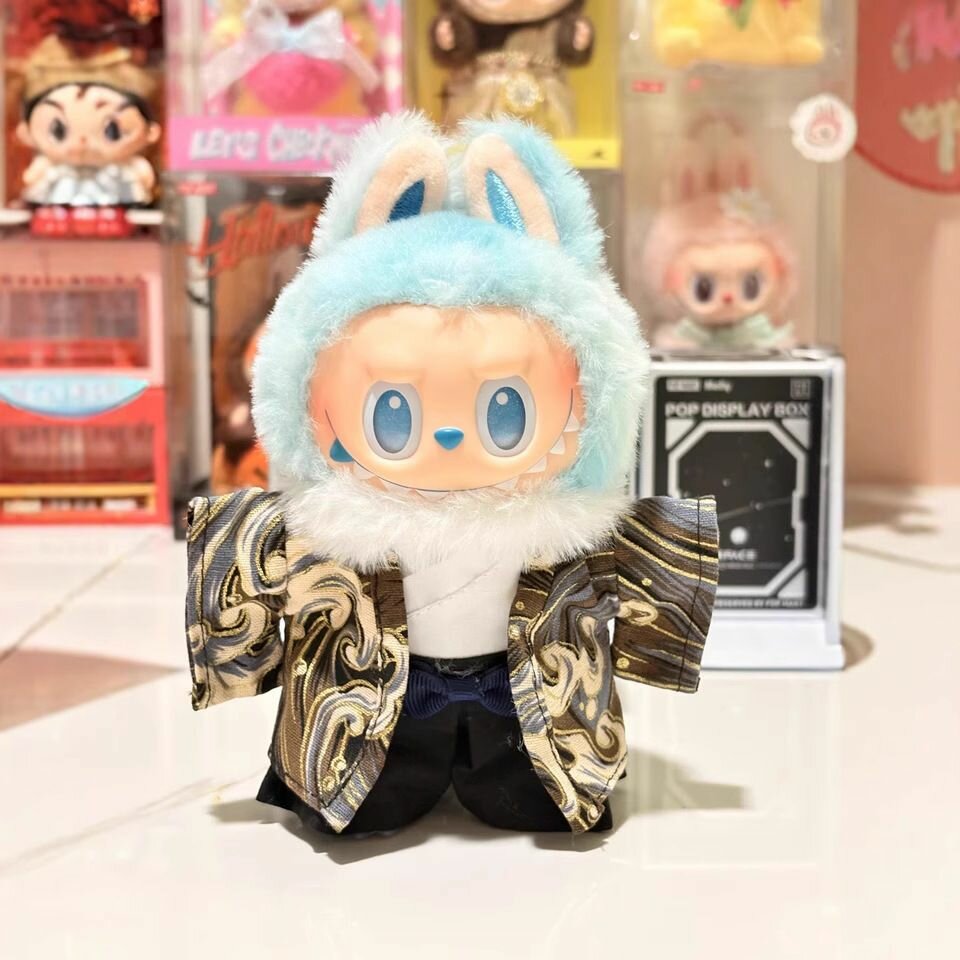 Оригинальные в наличии 17 см одежда для куклы Лабубу, комплект кимоно, 15 см хлопковая кукла, виниловая юбка без атрибутов