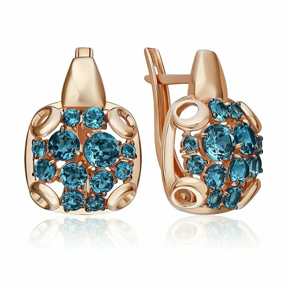 Серьги, красное золото, 585 проба, топаз