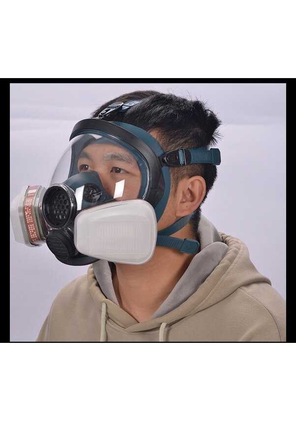 Защитные маски, аэрозольная краска, химический пожар