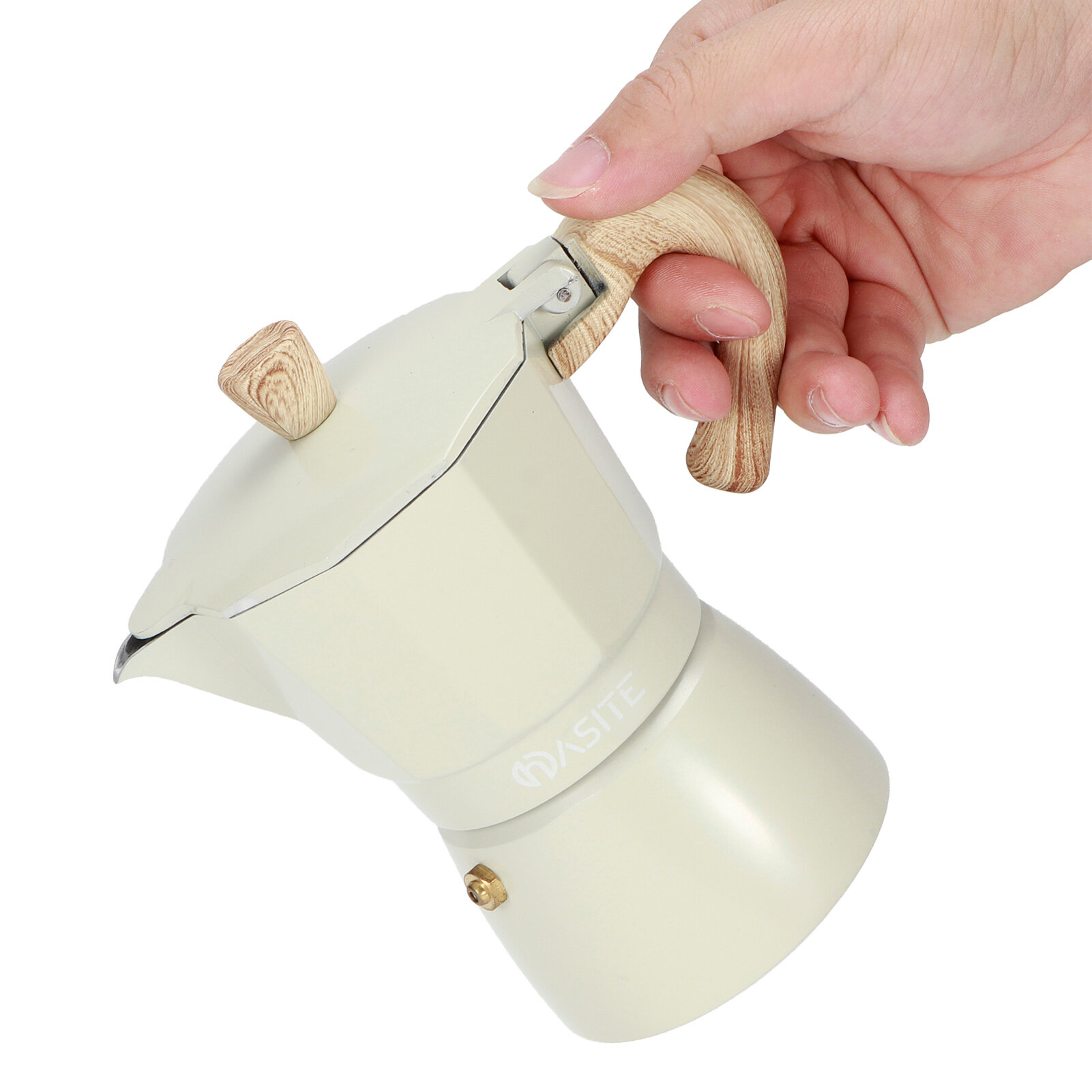 Алюминиевый восьмиугольный кофейник, чайник, кофеварка, горшок мока для домашней кофейни, бледный желтый цвет, 150 мл