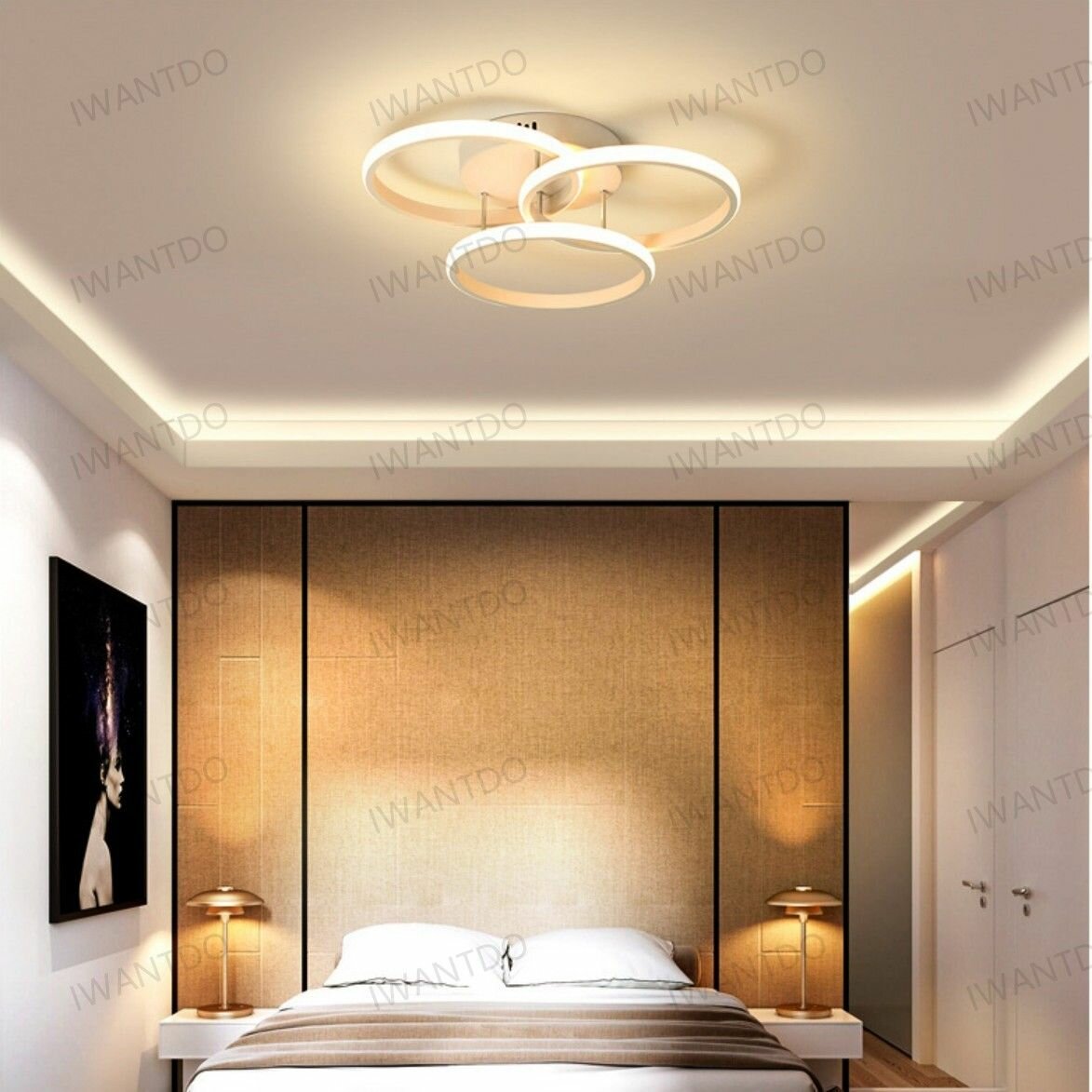 LED Потолочный светильник Диммируемый Современный Круглый 3 кольца для Гостиная Спальня Столовая BD461