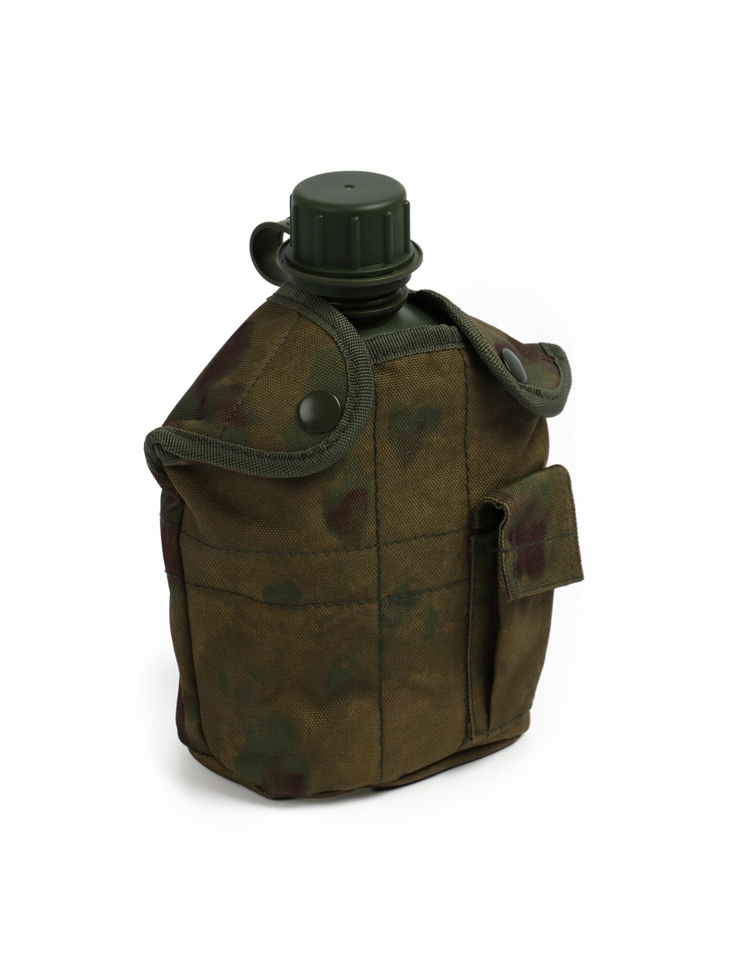 Фляжка армейская походная "Аdventure" 1 л для воды, с котелком, пластик, зелёная, чехол мох
