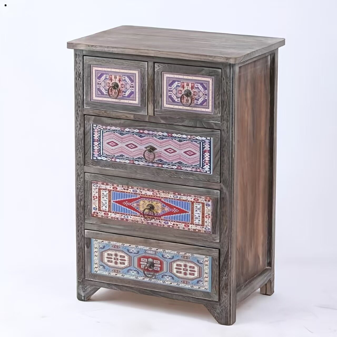 Комод, натуральный материал павловния, бронзовый стиль, двойной ящик