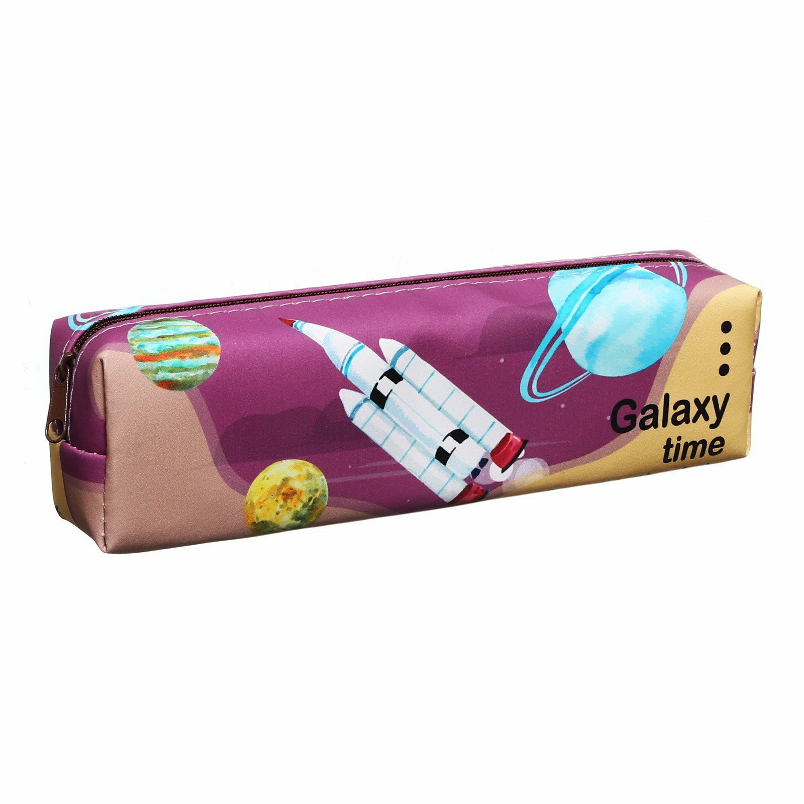 Пенал школьный "Космос", на молнии, красный, цвет: розовый, для кого: унисекс