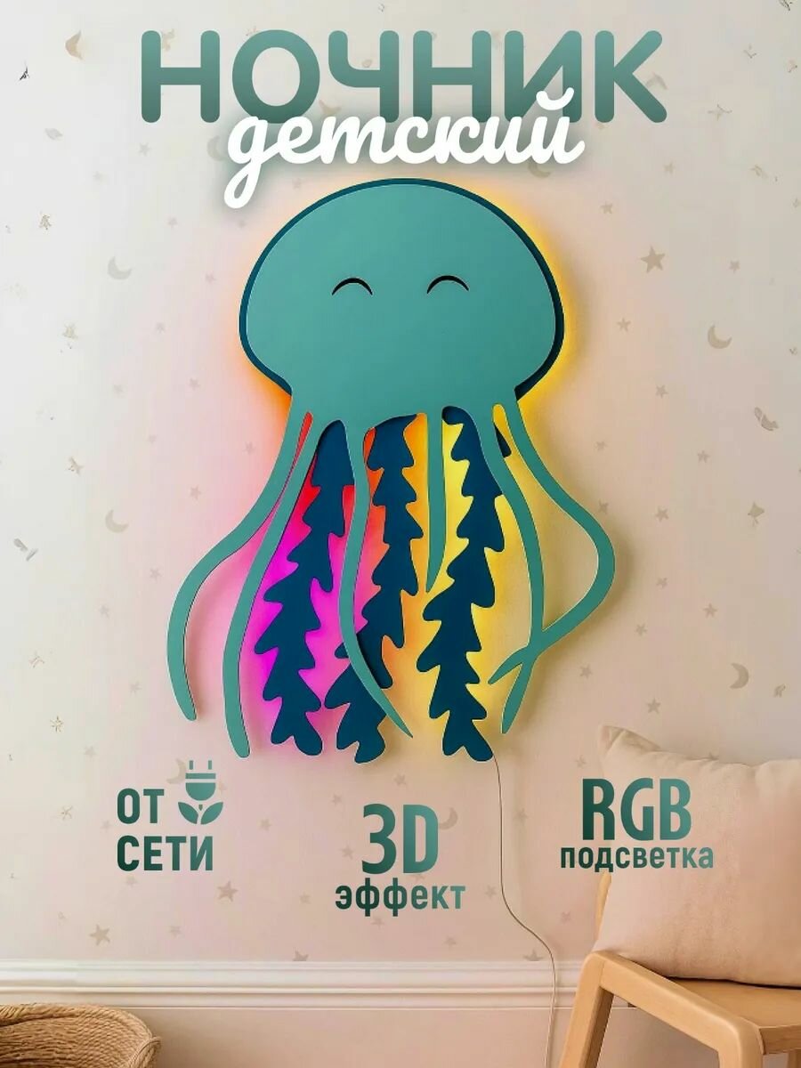 Панно детское световое Медуза RGB USB