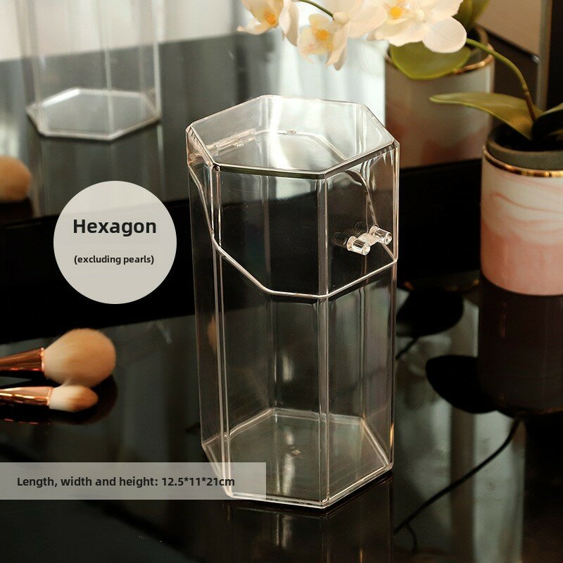 Транsparентный акриловый квадратный подставка для ручек студенческий настольный ящик для хранения с крышкой контейнер для хранения кистей для макияжа (шестигранный цилиндр)