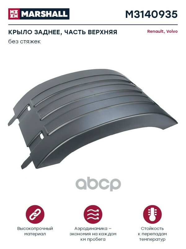 Крыло заднее часть верхняя без стяжек черный пластик VOLVO о н 21094388 M314093 MARSHALL арт. M3140935