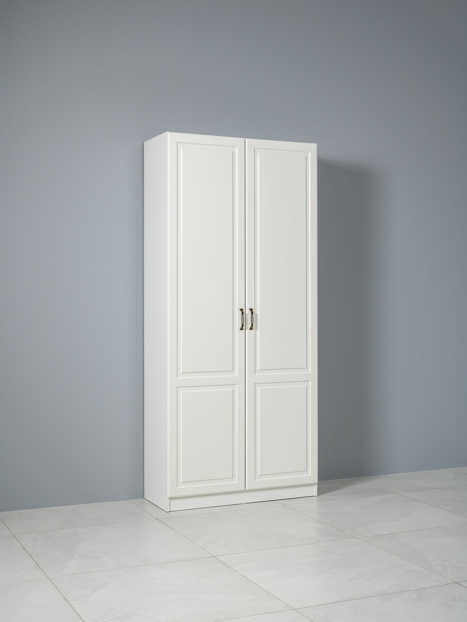 Распашной шкаф для одежды и хранения вещей Ливерпуль с полками, со штангой, без карниза, 100х41.4х220.3 см, Ясень Ваниль / Белый