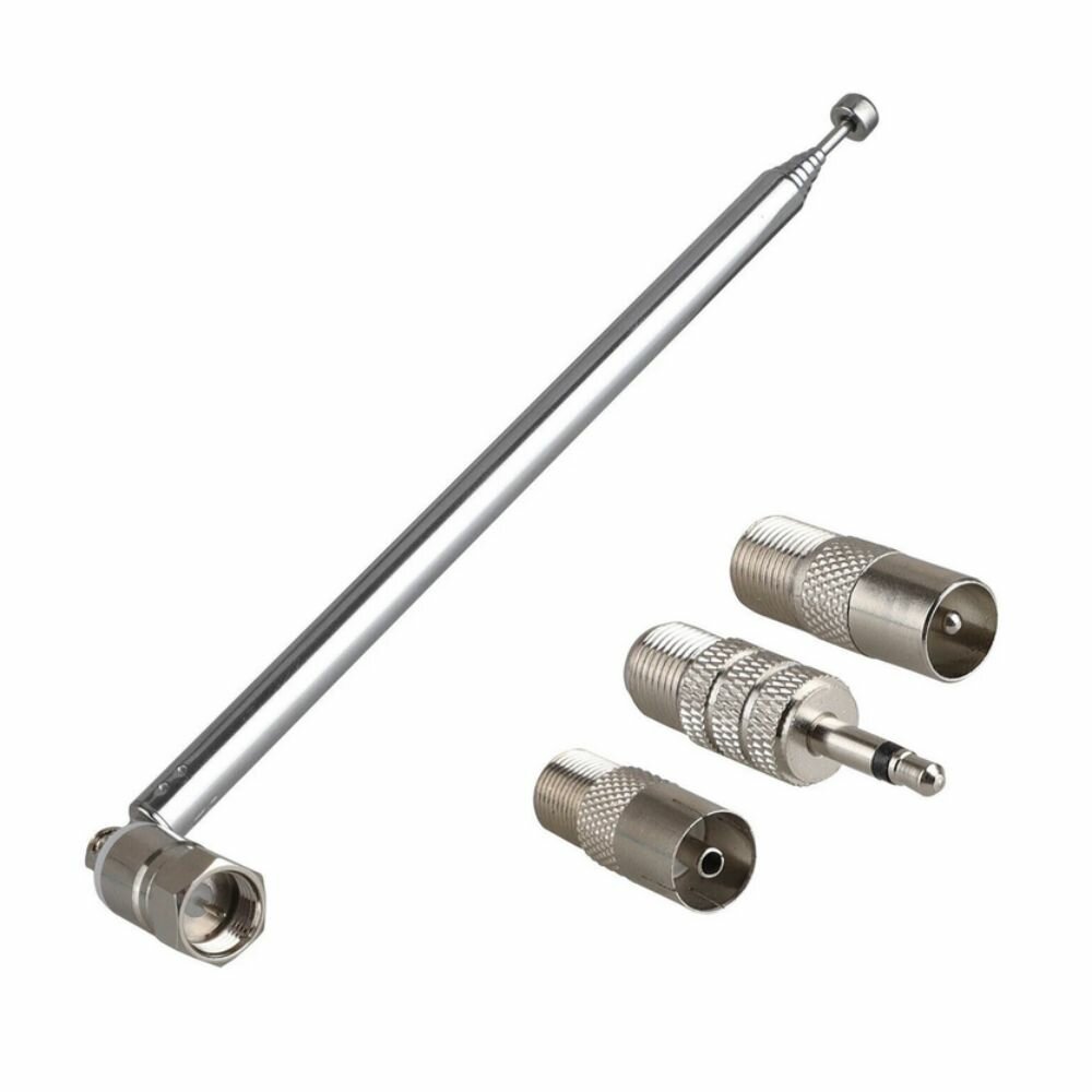 Телескопическая антенна F Type 7120 75 Ом с ТВ / 3.5 адаптером для радио FM