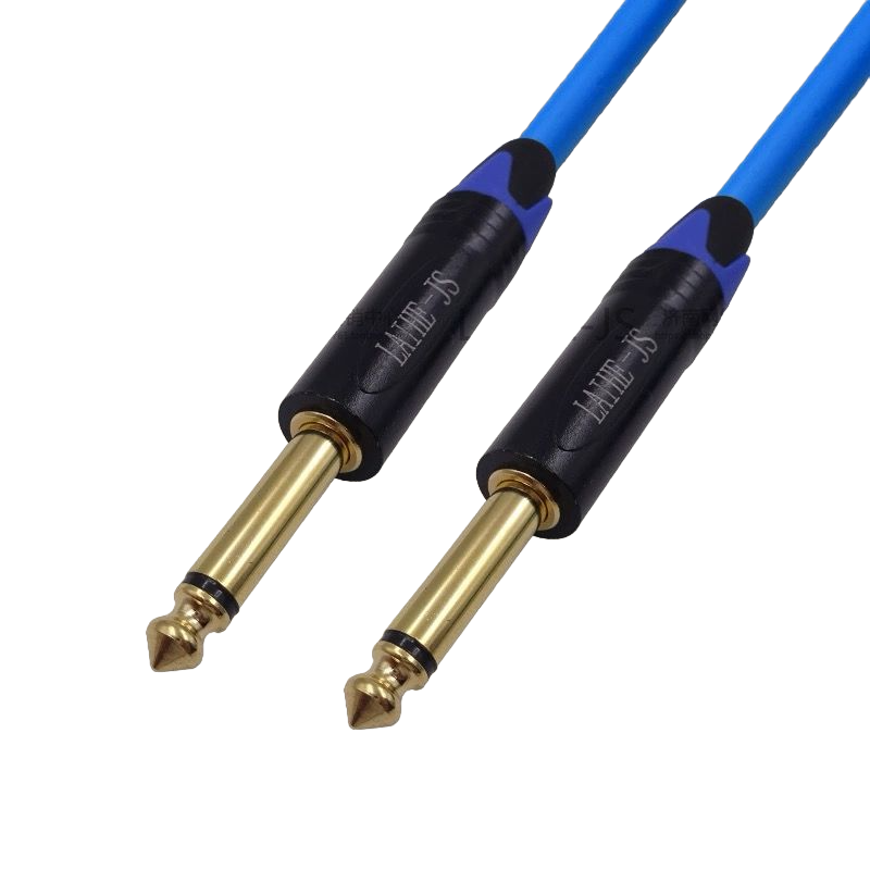 Инструментальный кабель JACK - JACK 3 м, позолоченные коннекторы, голубой