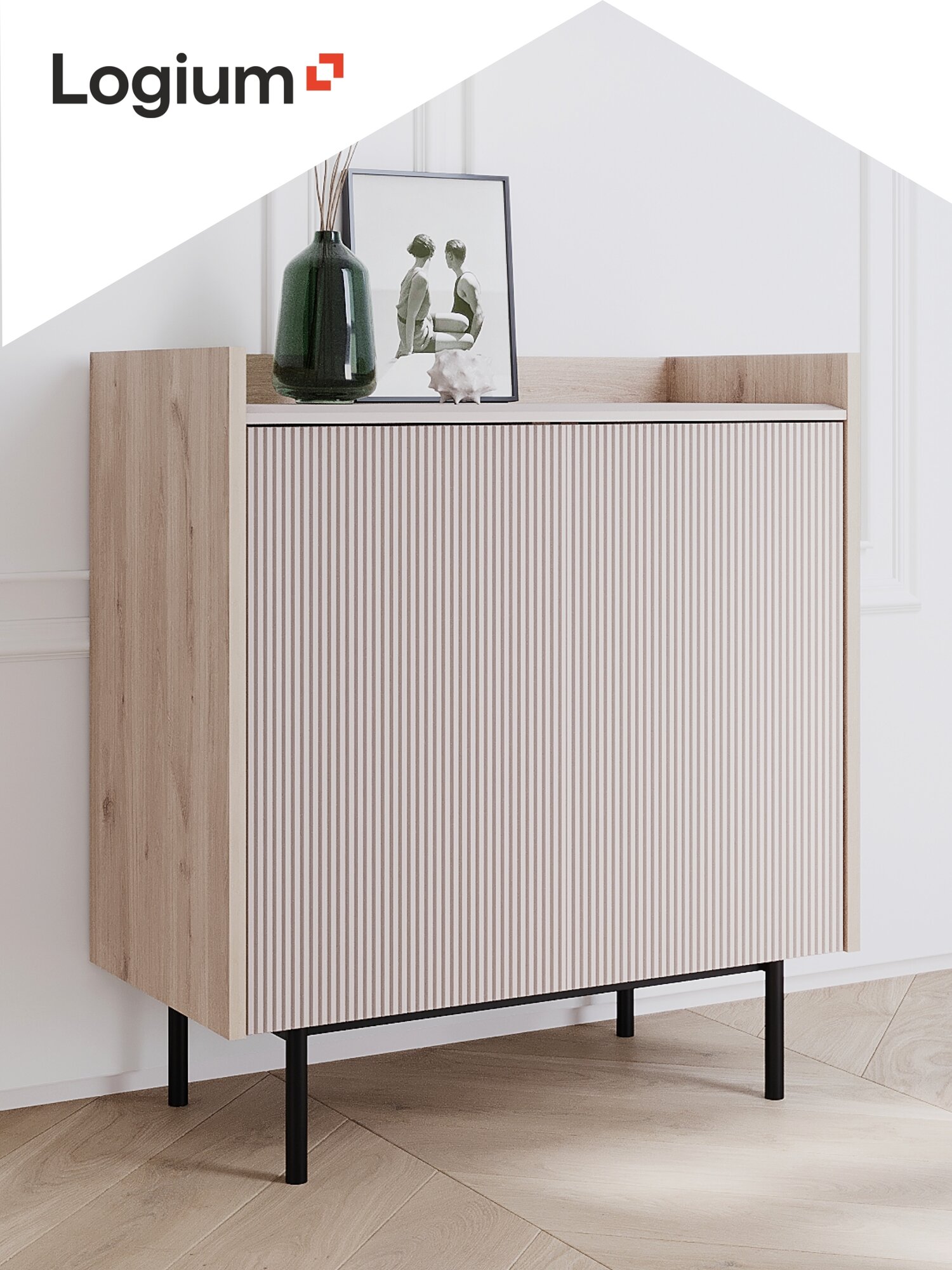 Комод для вещей с полками на ножках, 70 х 36,5 х 76,8см, Наоми 16.243.02, Дуб Белый exclusive, Моно керамика