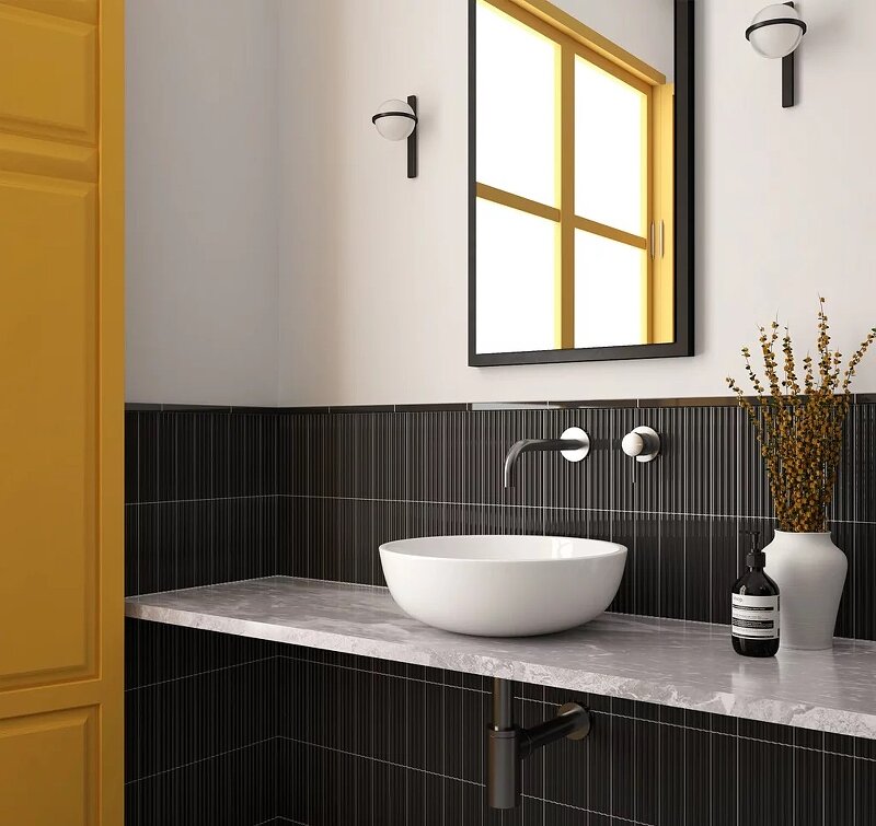 Керамическая плитка Equipe Costa Nova Onda Black Matt 28521 настенная 5х20 см