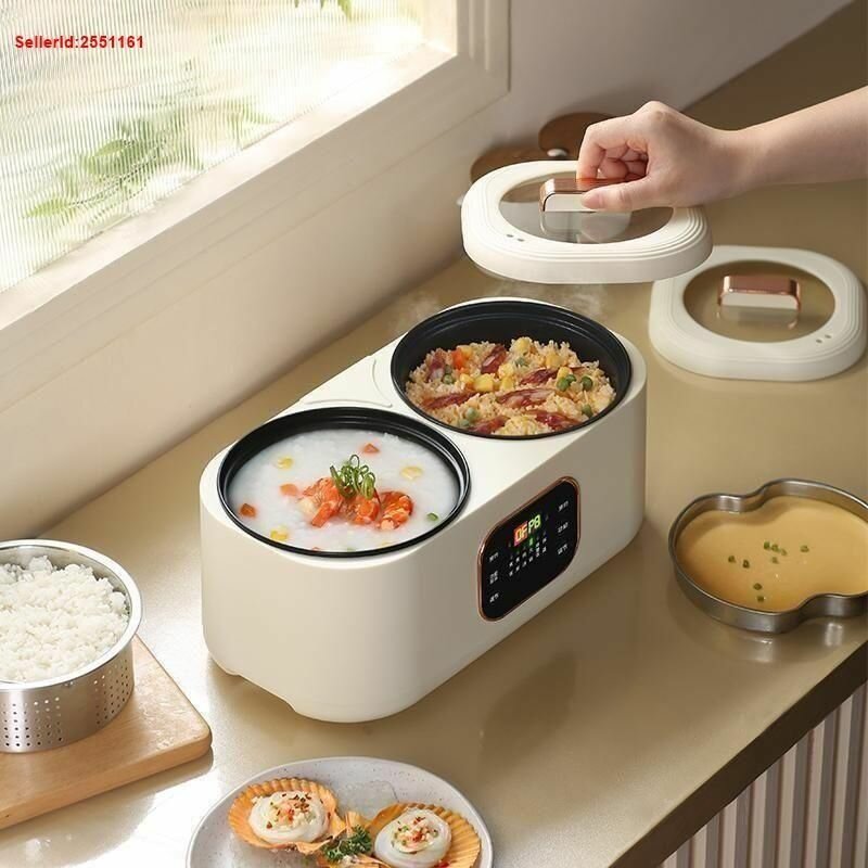 Мультиварка Рисоварка с двумя емкостями, может быть зарезервирована, рассчитана по времени, сохраняет теплоF