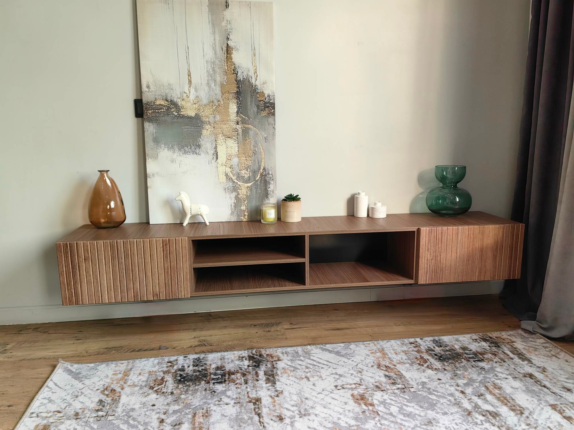 Тумба мебельный шоу-рум Мирона "Линкольн Орео-2", для ТВ, 200х36.6х26 см, подвесная