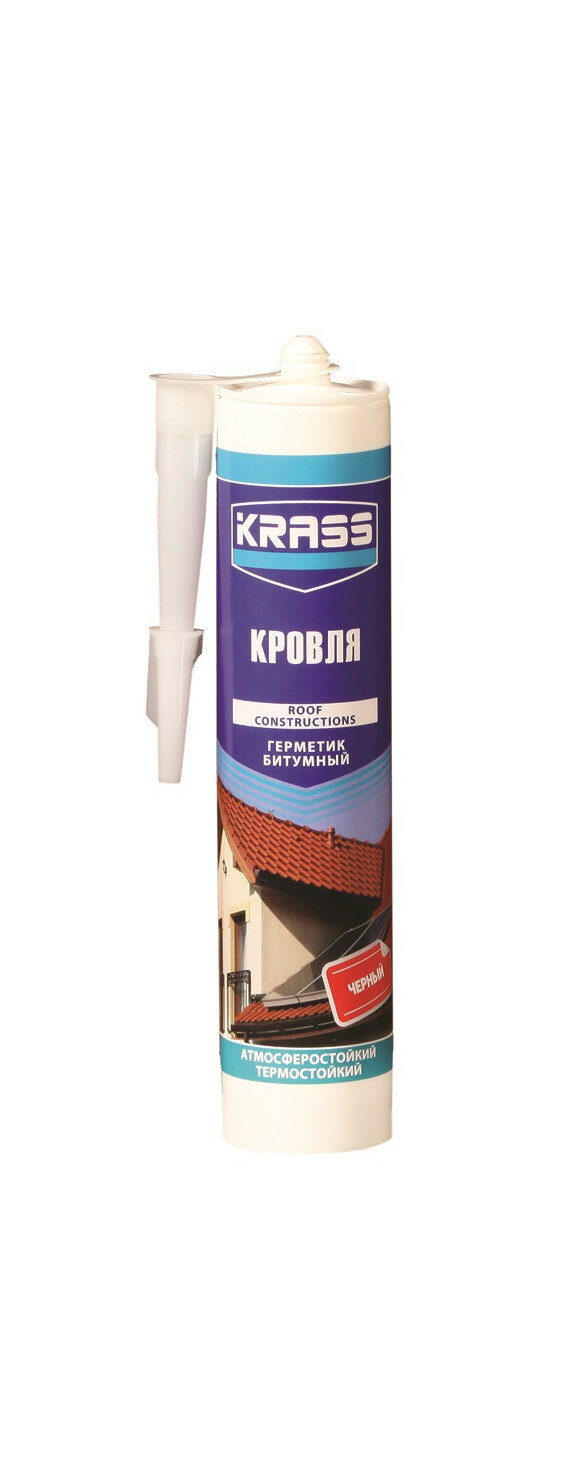 Герметик Krass битумный для крыш и кровли черный 300 мл для ремонтных работ