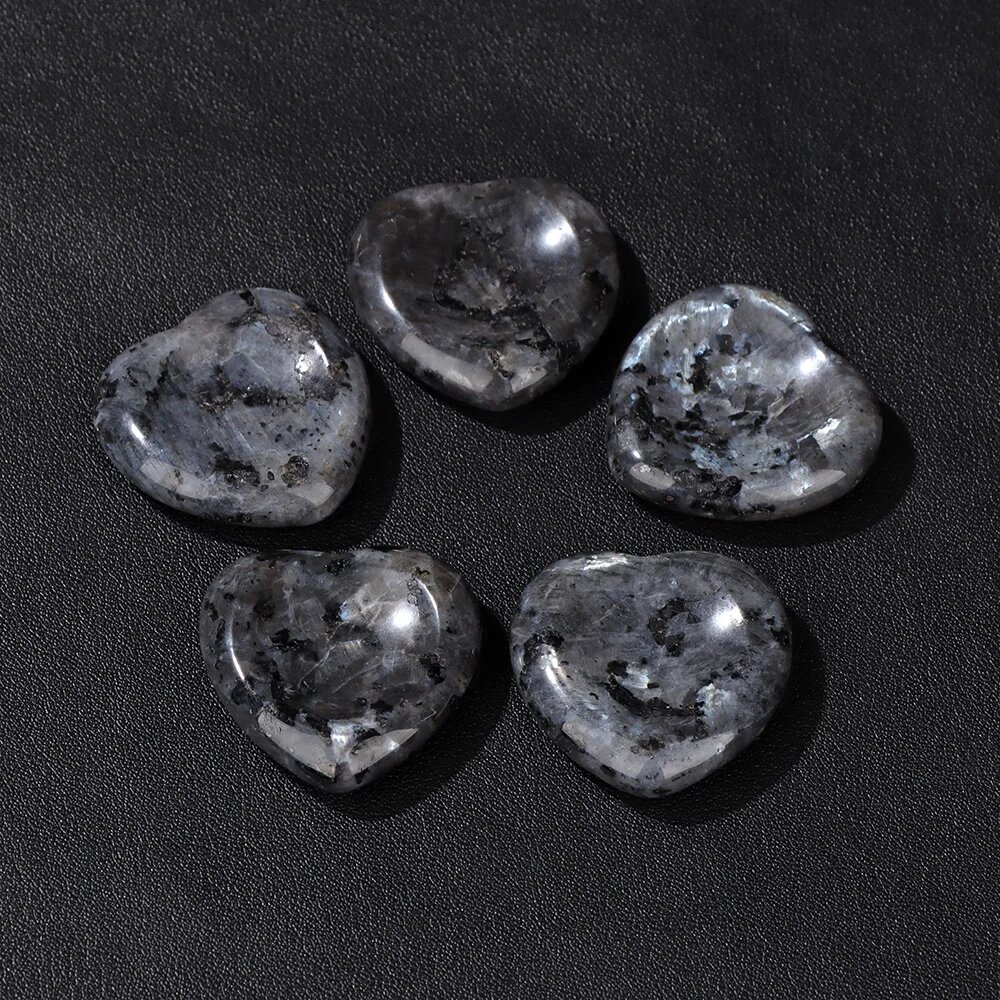 Камень для массажа сердце из лабрадорита, 30 мм, NO.24